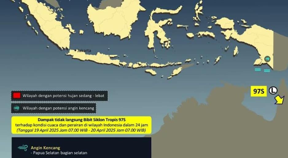 BMKG, Pantau Bibit Siklom Tropis 97S di Teluk Carpentaria, Potensi Berkembang - Faktual Bisa ...